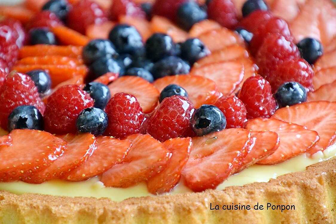 Recette d'Une tarte aux fraises, framboises et myrtilles