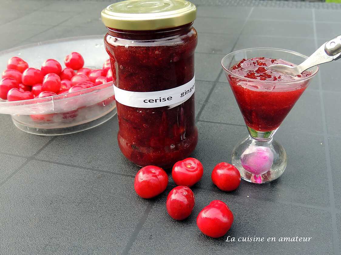 Recette de Confiture de cerises au gingembre au micro-ondes