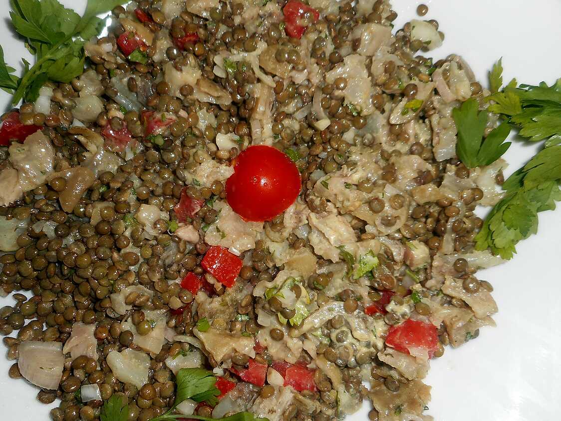Recette de Salade de lentilles aux pieds de porc