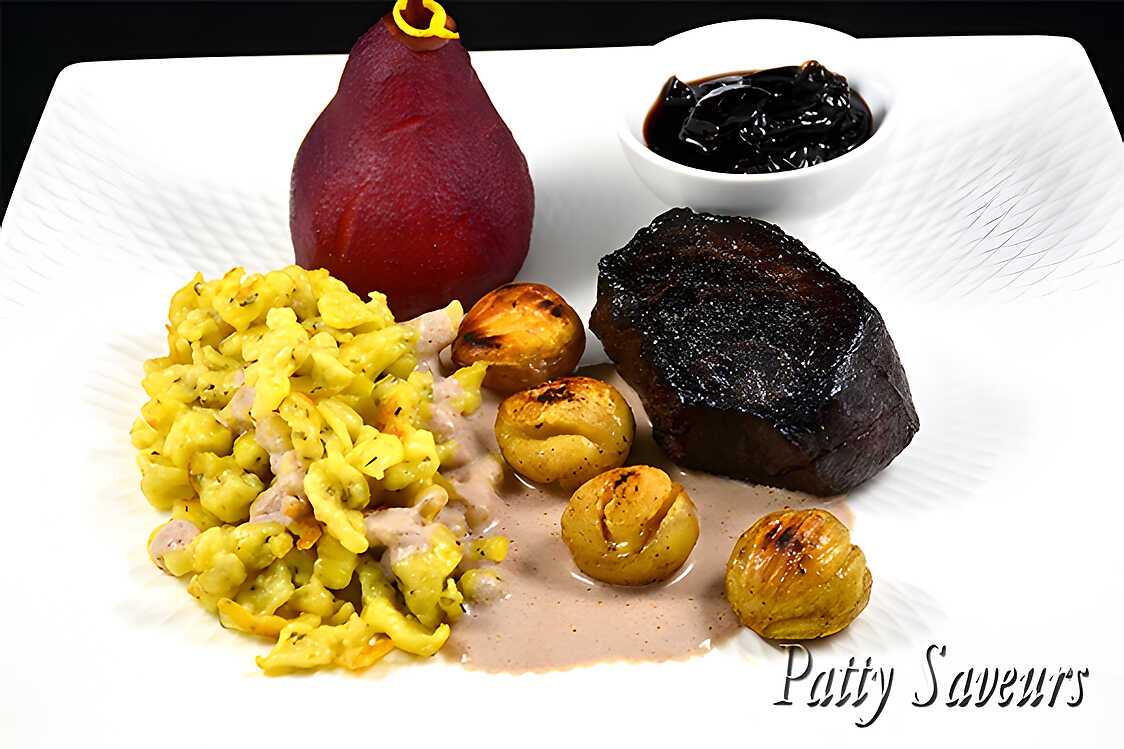 Recette de Filet de Cerf, Sauce au Vin Rouge et ses Accompagnements