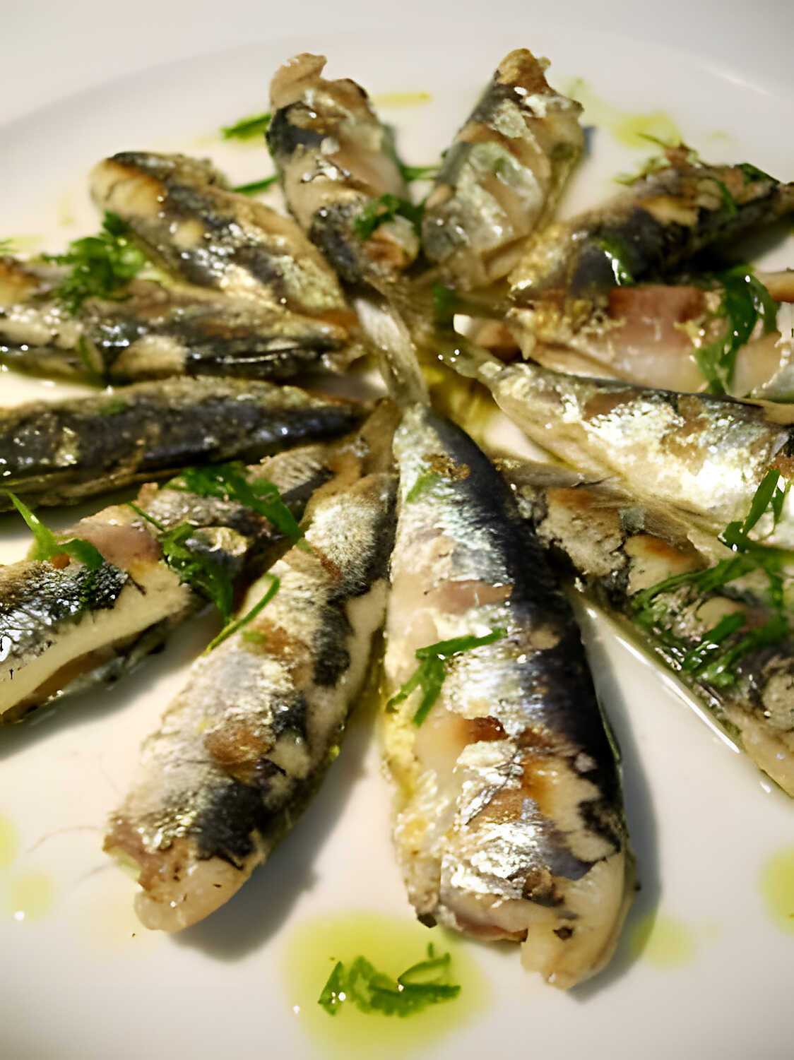 Recette de Sardines grillées, vinaigrette citron coriandre...