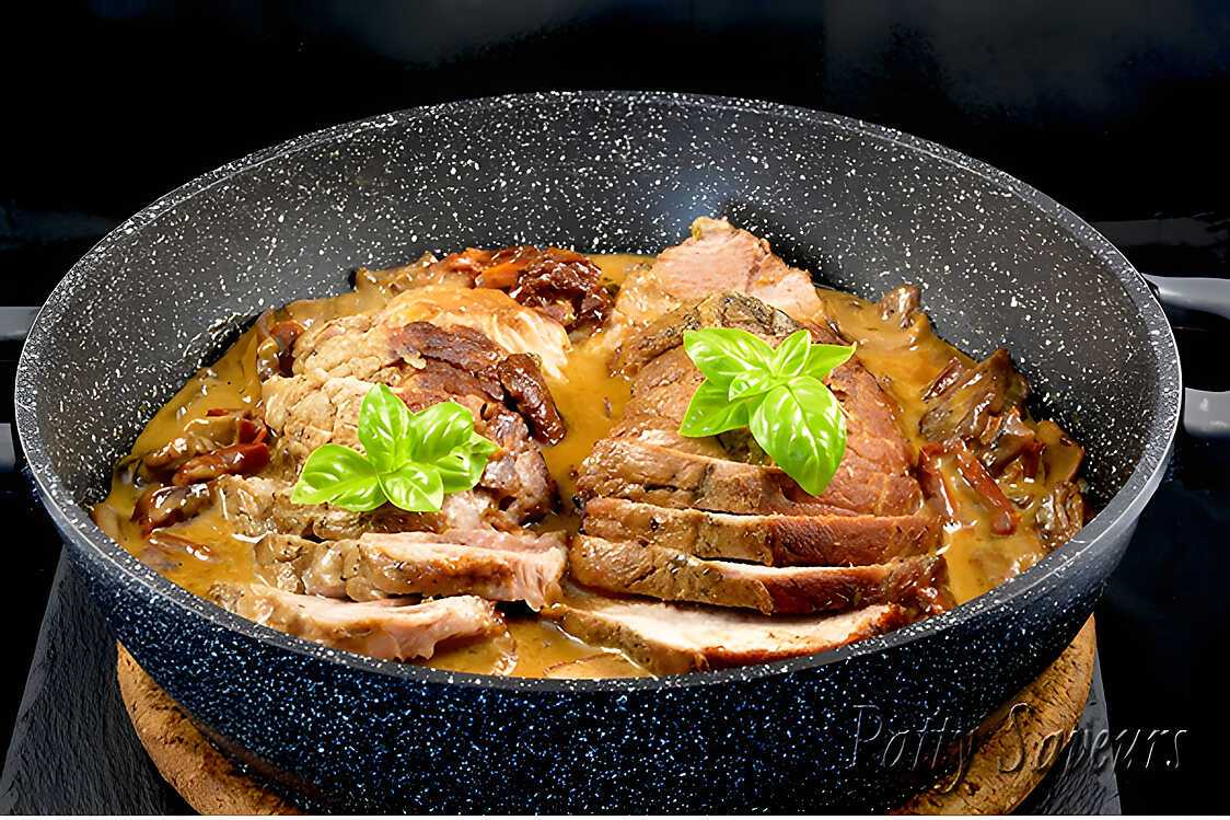 Recette de Roti de Porc Sauce Vin Blanc Cèpes