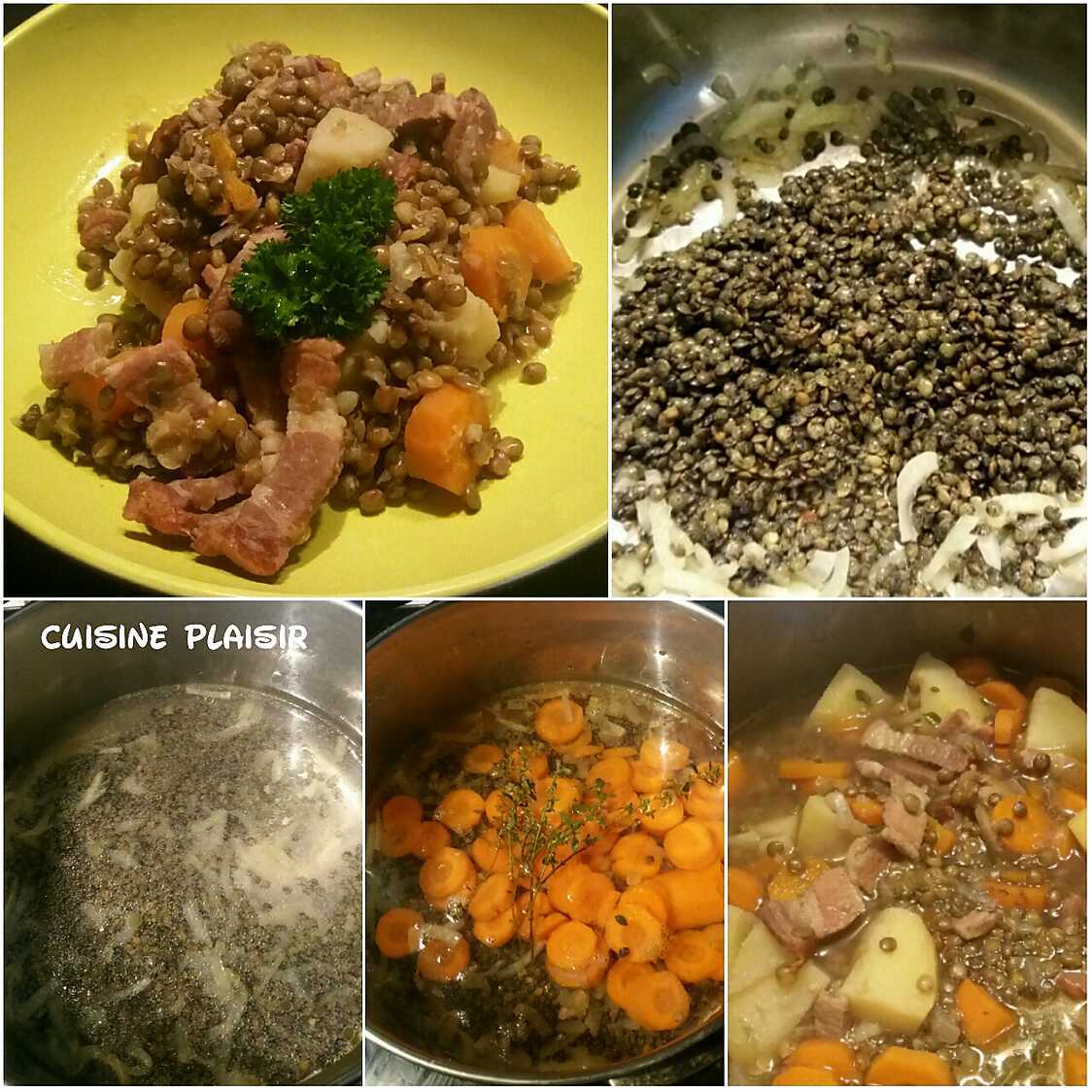 Recette de Lentilles vertes aux carottes et lardons