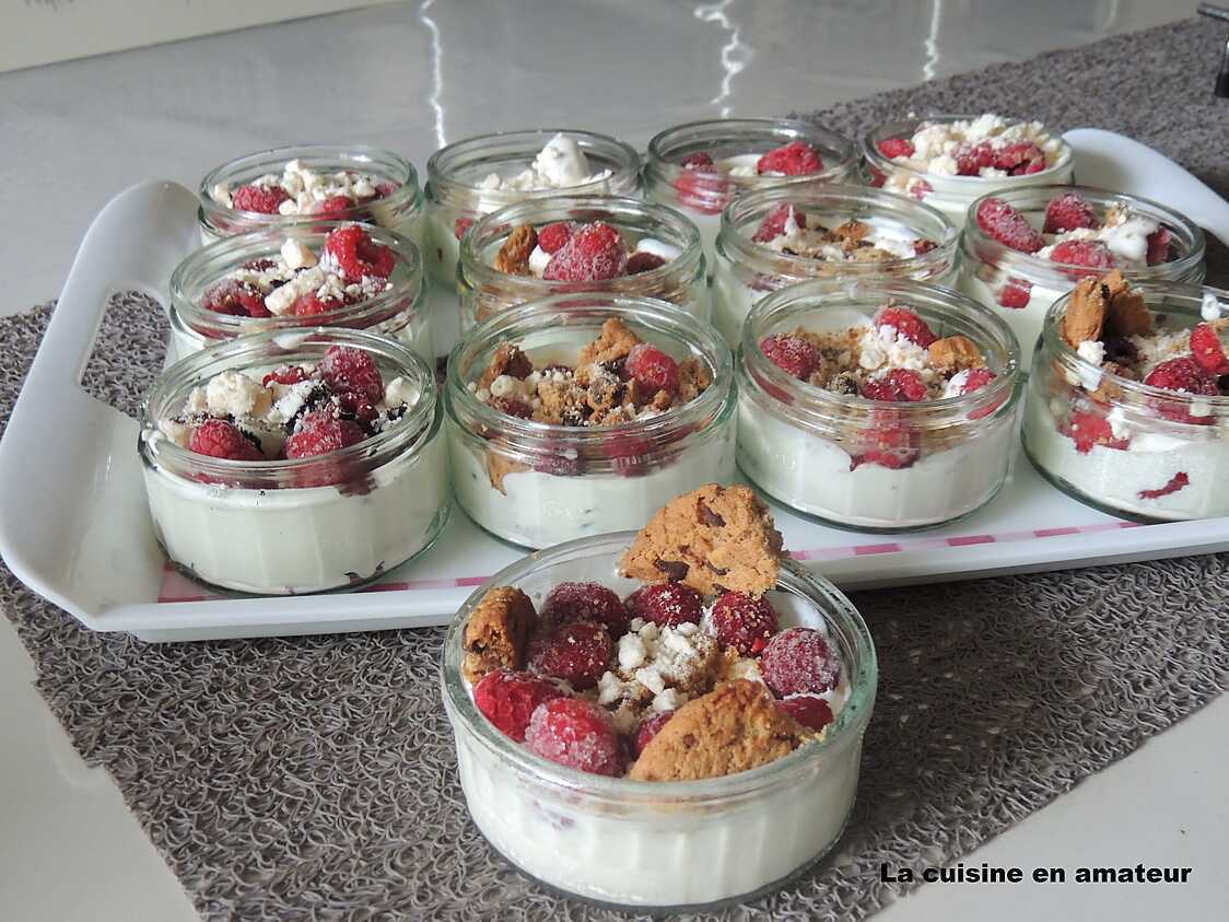 Recette de Verrines mascarpone framboises et biscuits
