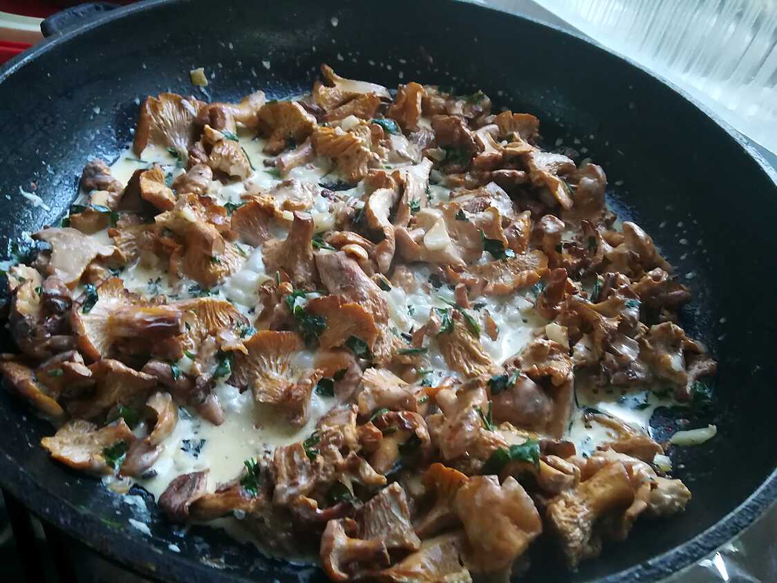Recette de Poêlé de girolles sautées a la crème
