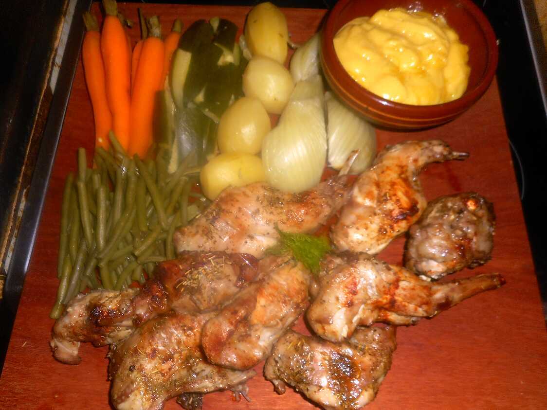 Recette de Lapin roti a l aioli
