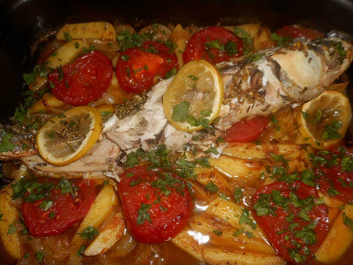 Recette de Mulet au four à la grecque