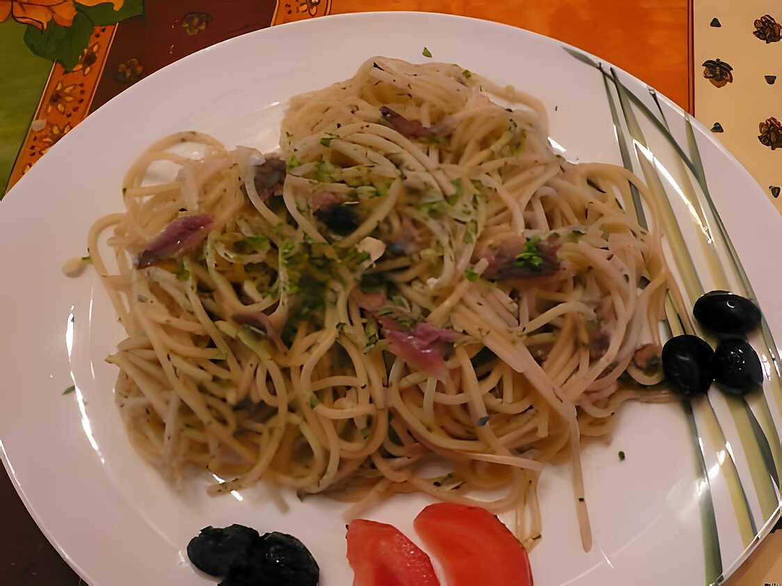 Recette de SPAGUETTIS AUX ANCHOIS