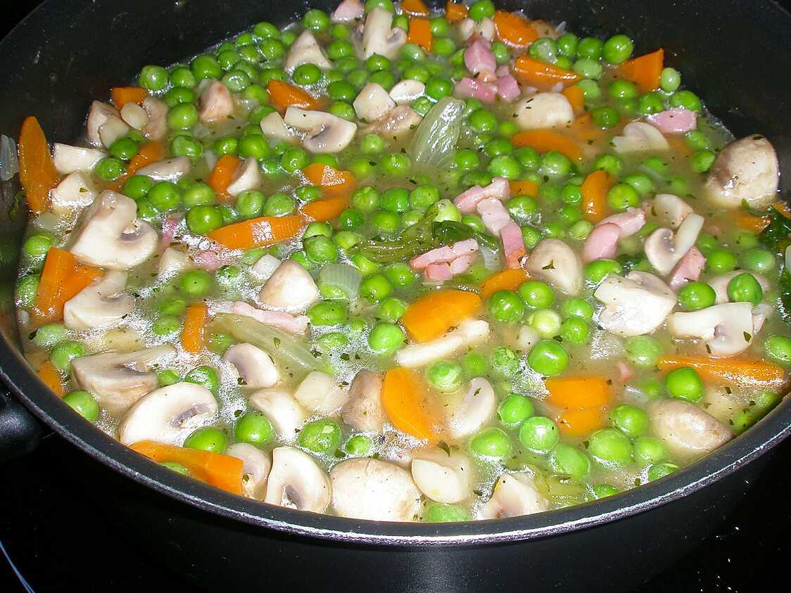 Recette de Petits pois en jardinière