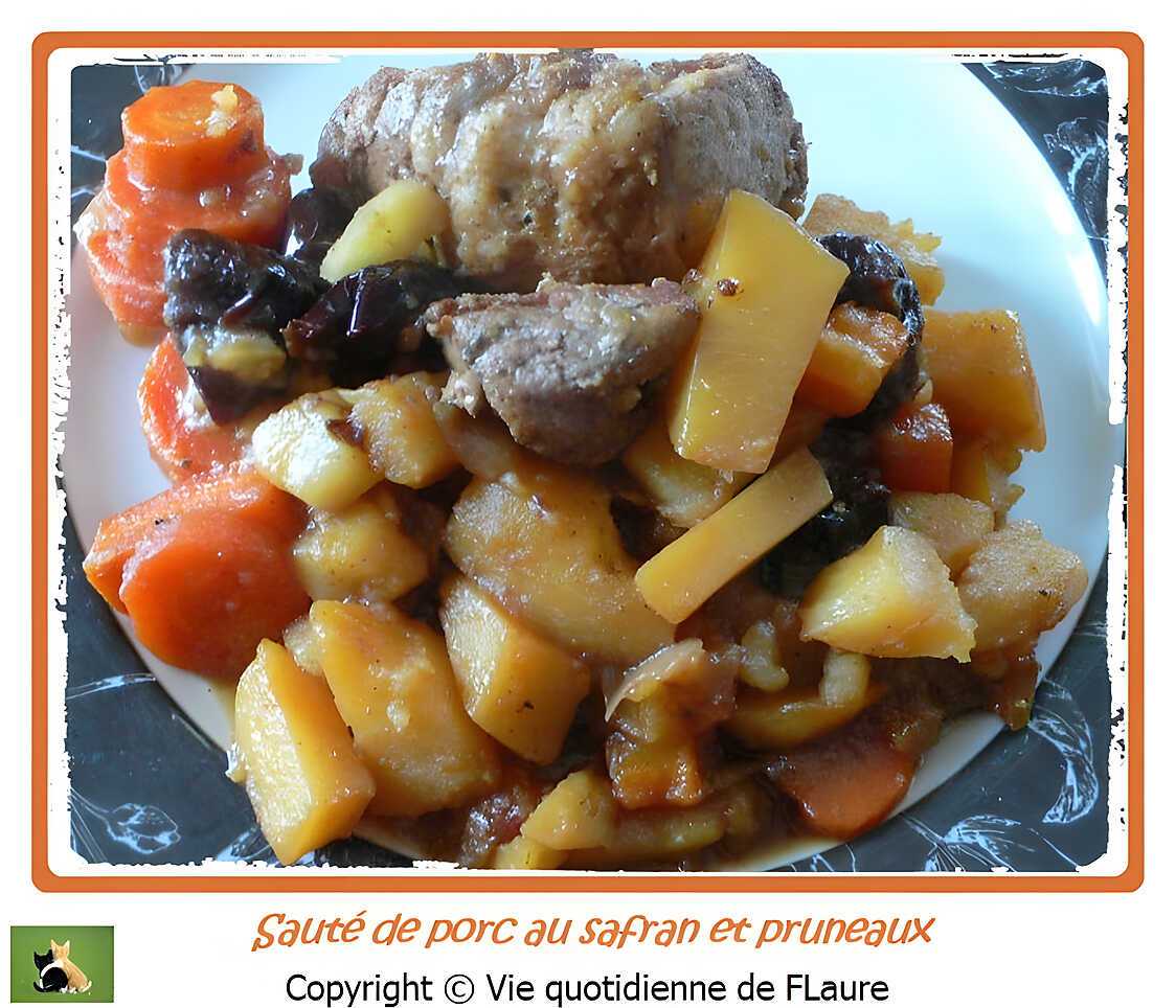 Recette de Sauté de porc au safran, soja, cannelle, … et aussi pruneaux