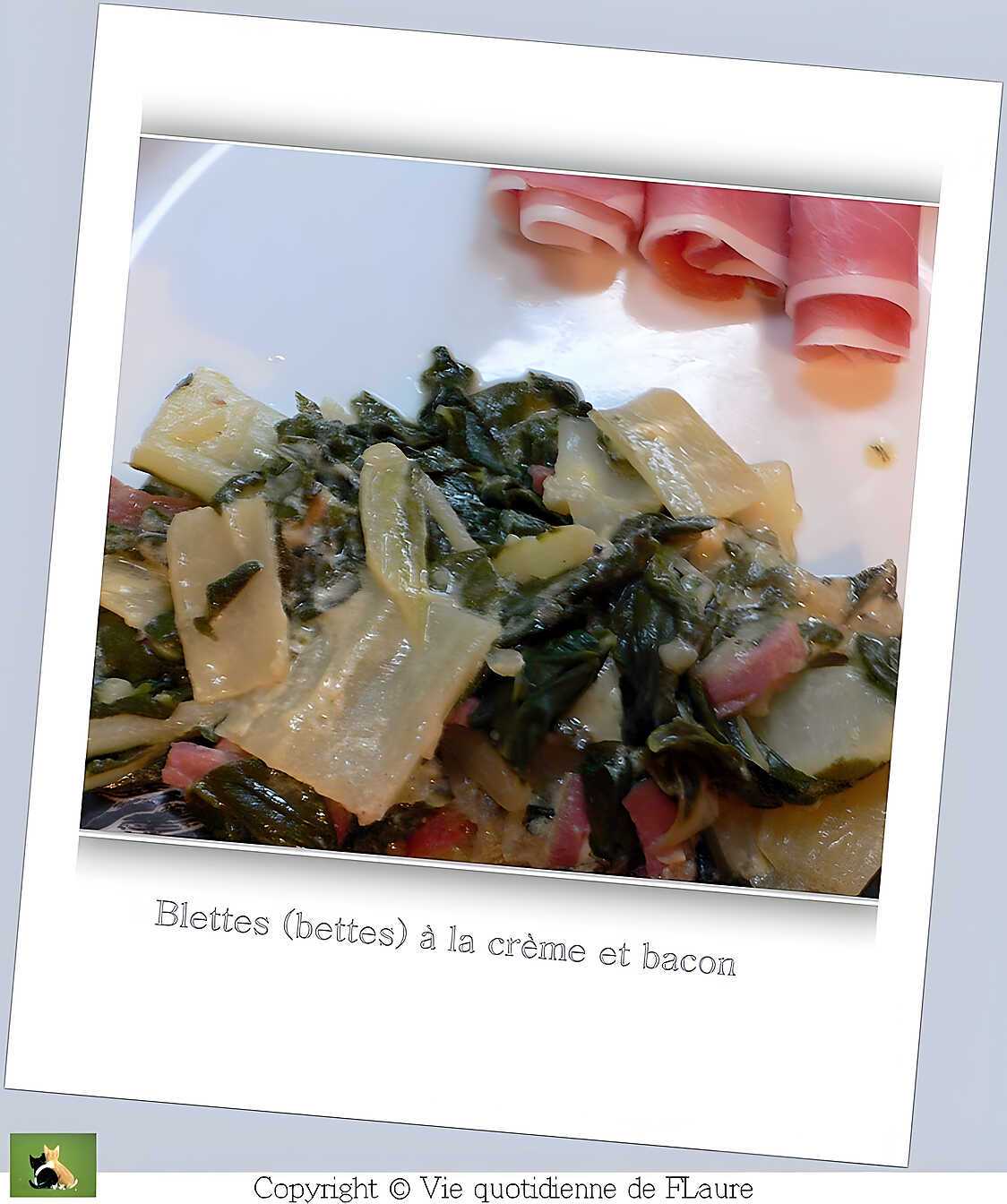 Recette de Blettes (bettes) à la crème et bacon