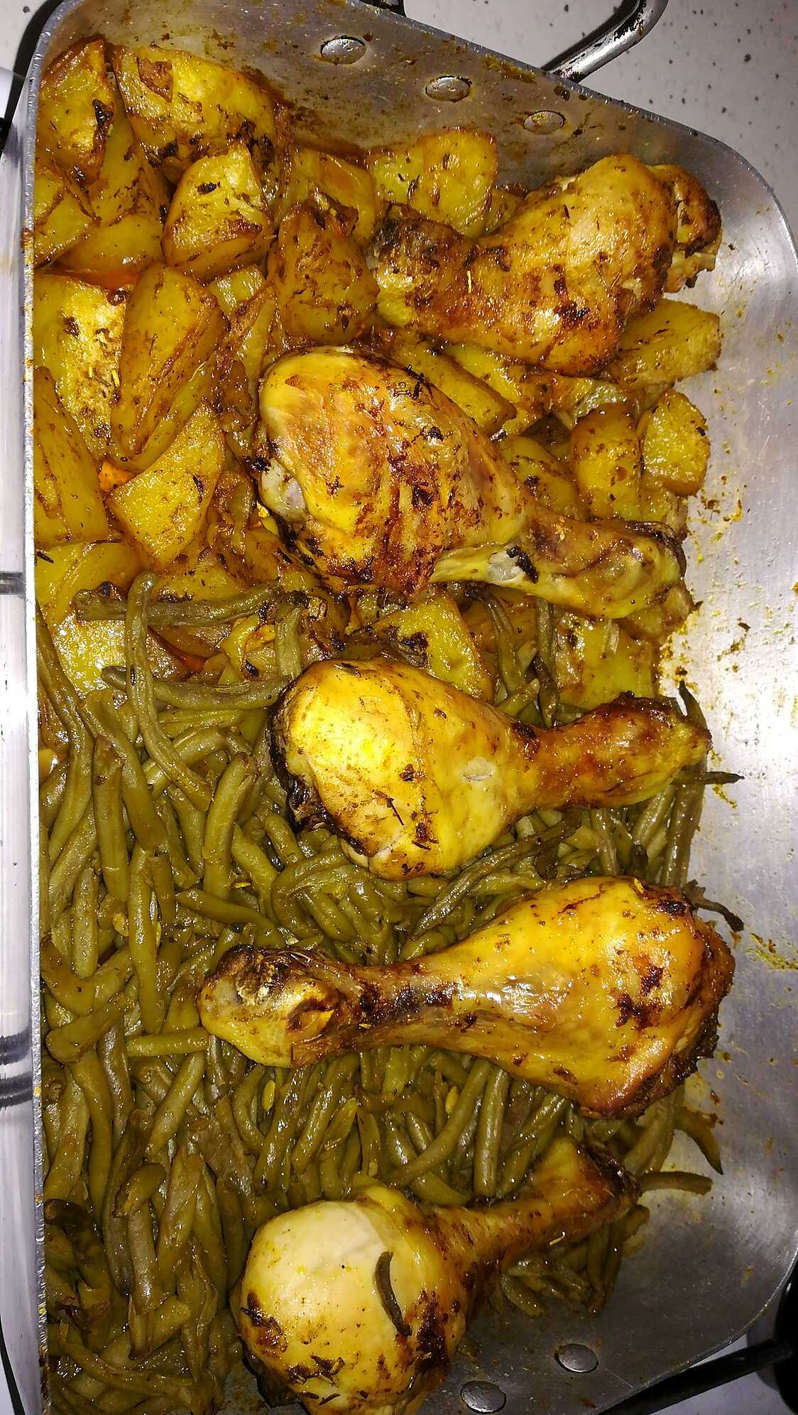 Recette de Poulet pomme de terre et haricots verts