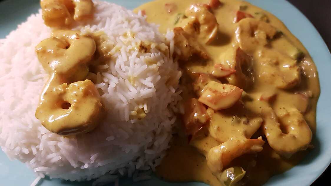 Recette de Curry de Crevettes Aux Poivrons et Lait de Coco