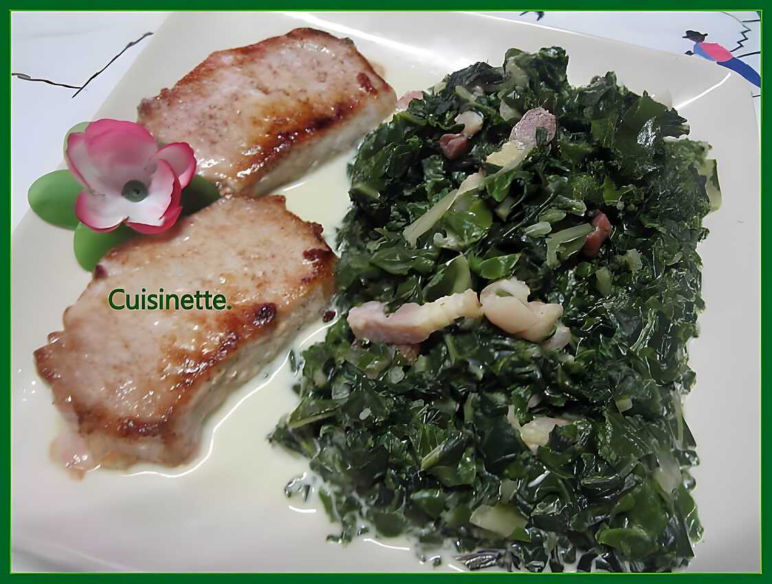 Recette de Feuilles de blette à la crème fraiche.