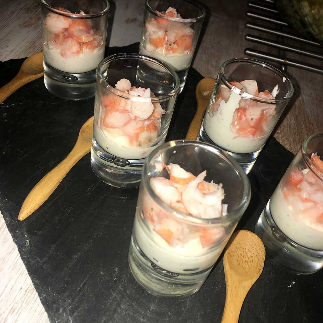 Recette de Verrine de Boursin fromage blanc crevettes