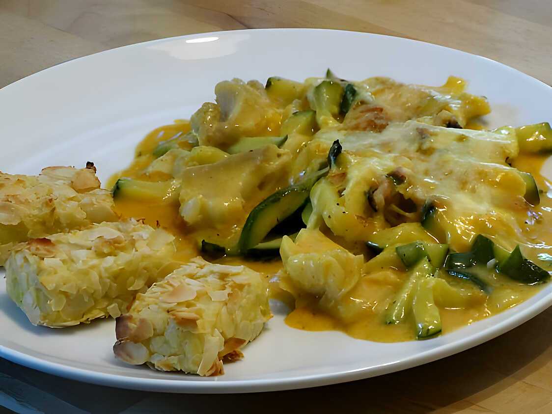 Recette de Gratin de Poisson aux Courgettes, Béchamel au Curcuma - Paprika