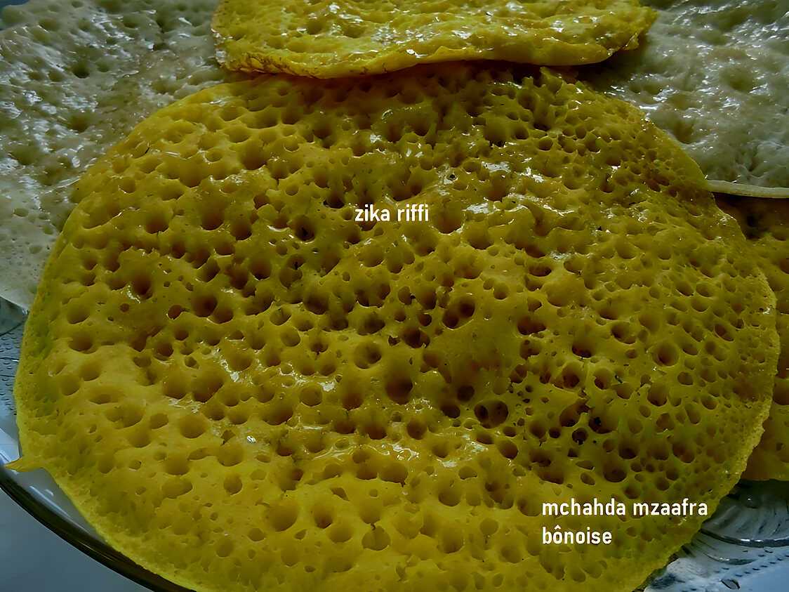 Recette de M'CHAHDA-MCHAHDA M'ZAAFRA BÔNOISE-MILLE TROUS AU SAFRAN