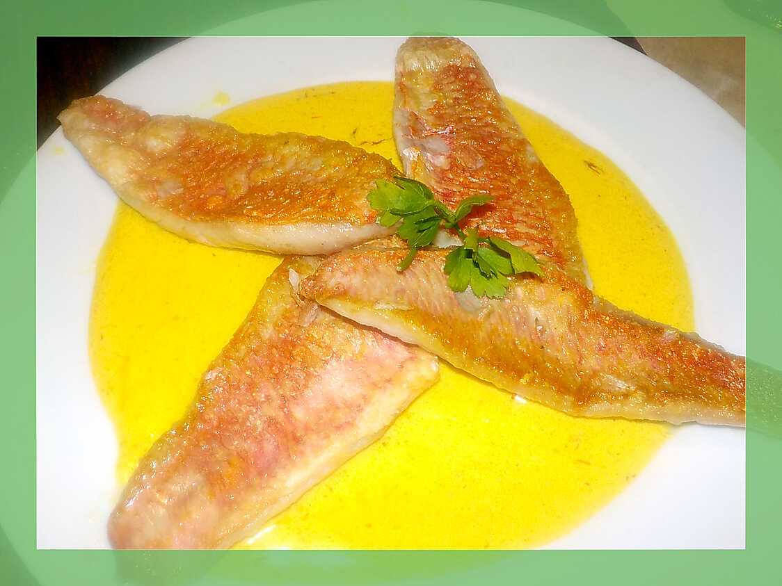 Recette de Filets de rougets barbet a la creme de safran