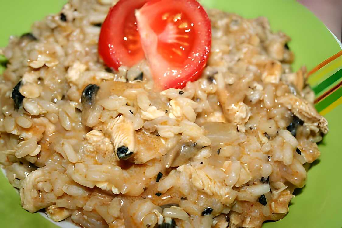 Recette de RISOTTO AU POULET ET AUX CHAMPIGNONS
