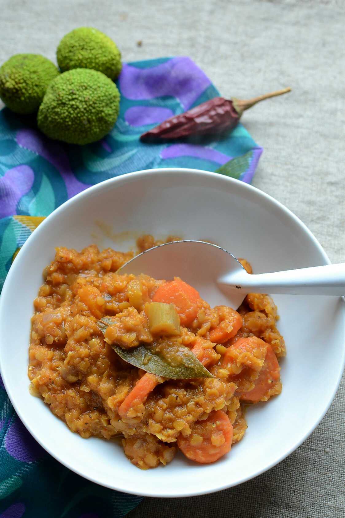 Recette de Curry rouge lentilles corail carottes et courge