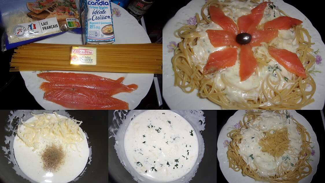 Recette de Pâte Linguine au saumon rose.à la crème.