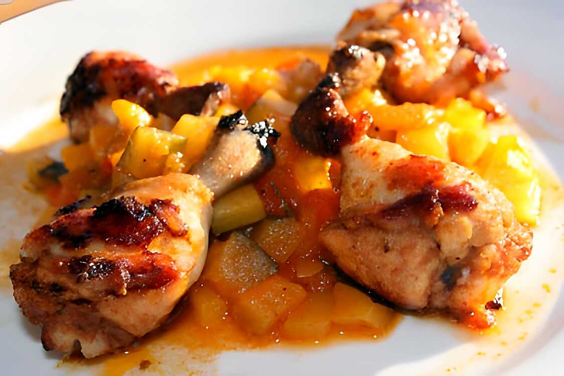 Recette de Chicken wings / ailes de poulet sur son lit de légumes épicés