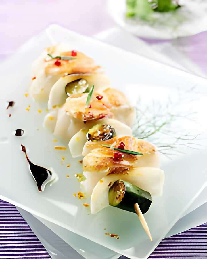 Recette de Brochette de lotte de Scott Serrato( recette minceur)