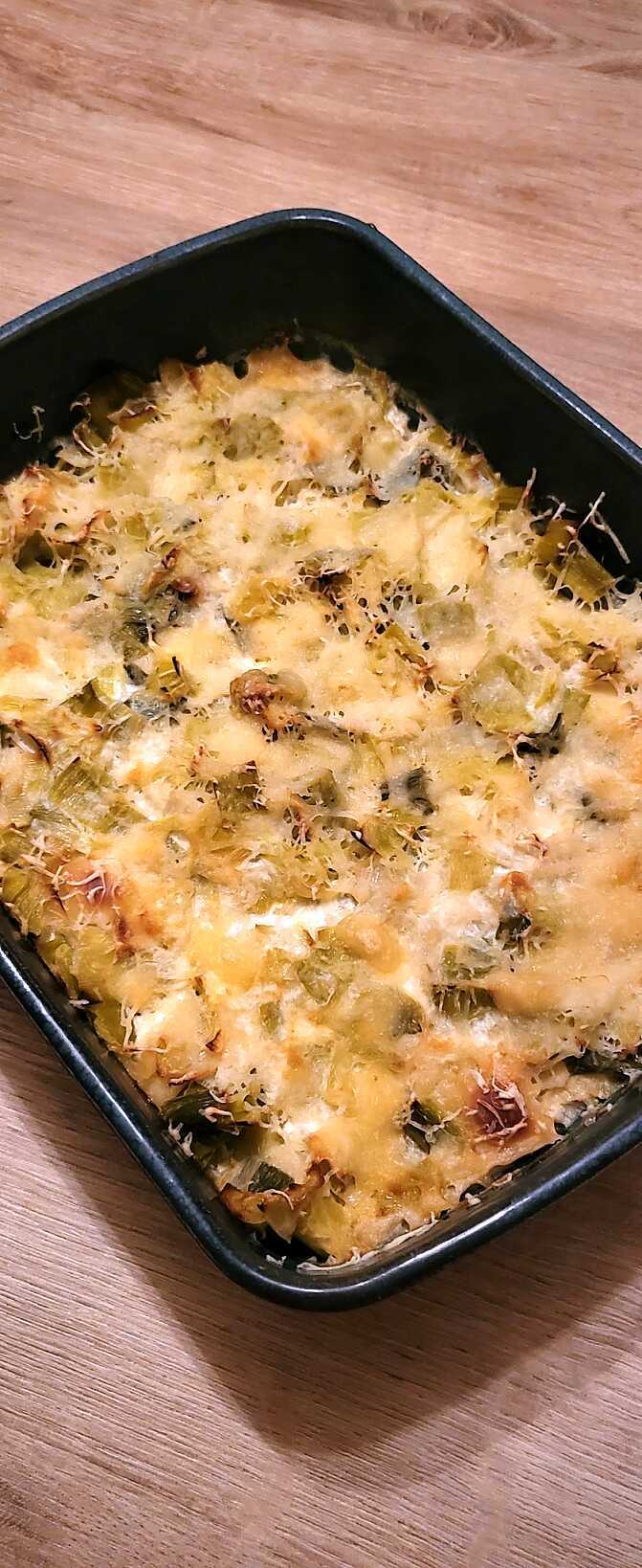Recette de Gratin de raviole aux poireaux