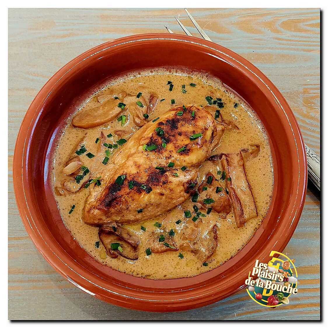 Recette de Filet de poulet aux cèpes sauce Porto.