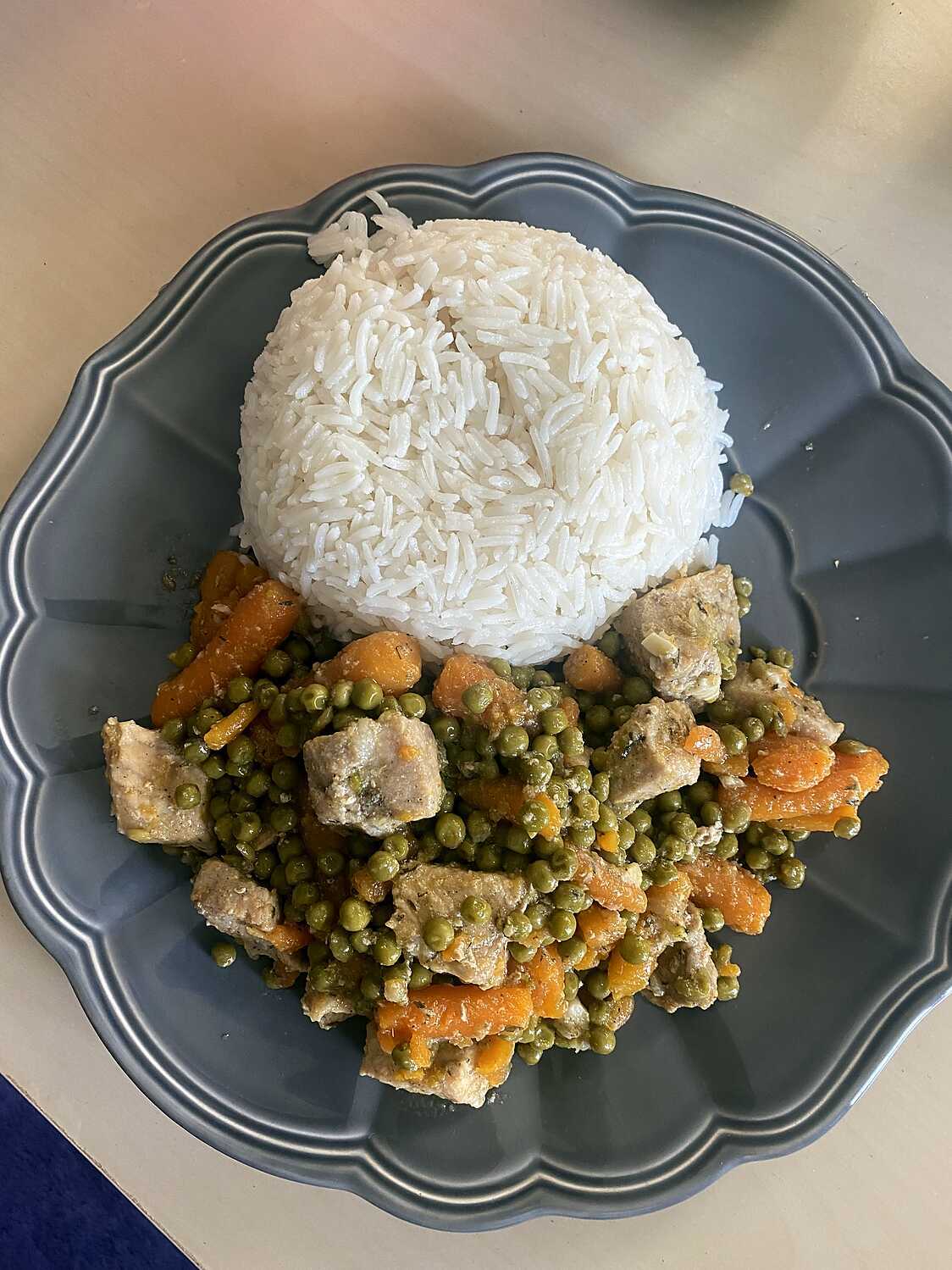 Recette de Petit poids carottes avec du riz