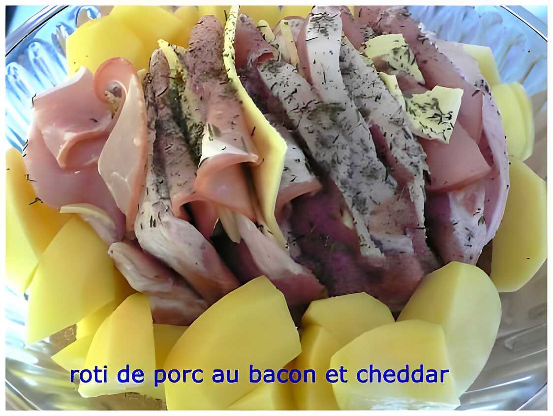 Recette de Rôti de porc au bacon et cheddar
