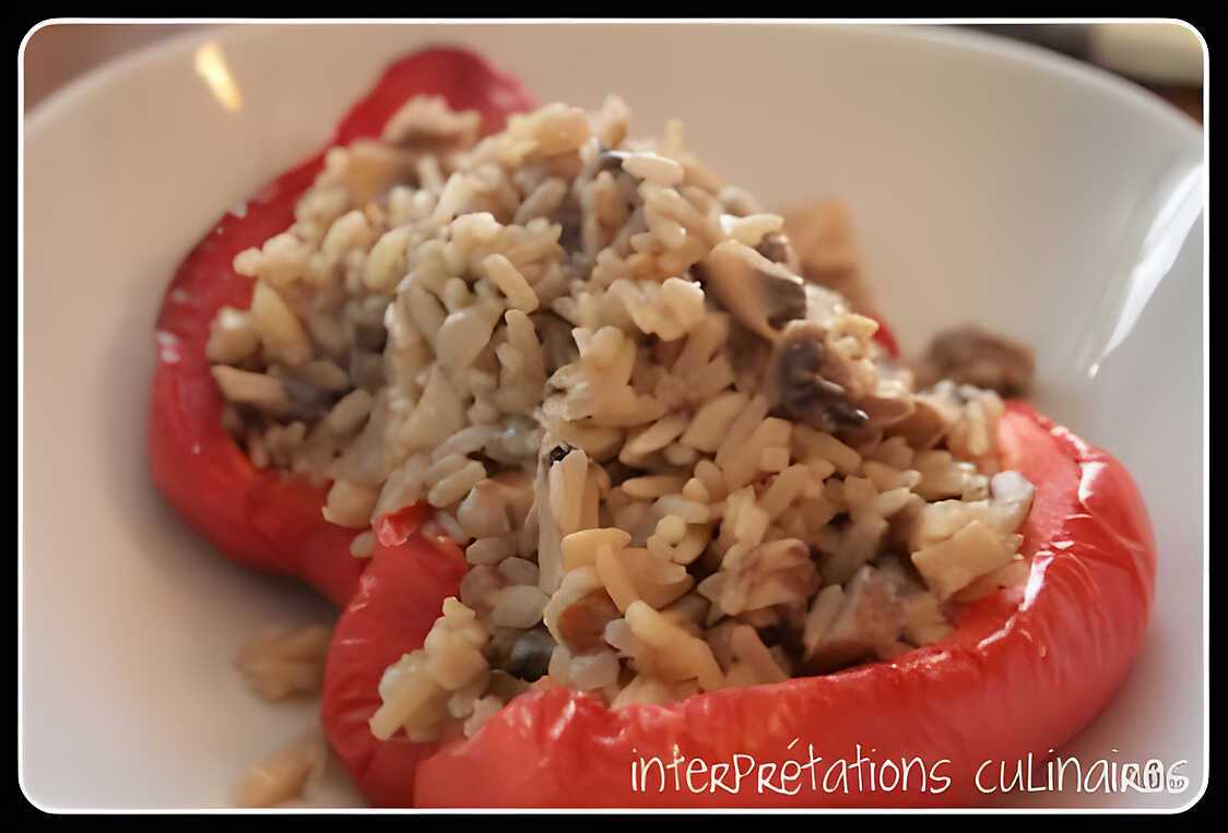 Recette de Poivrons farcis au risotto de champignon