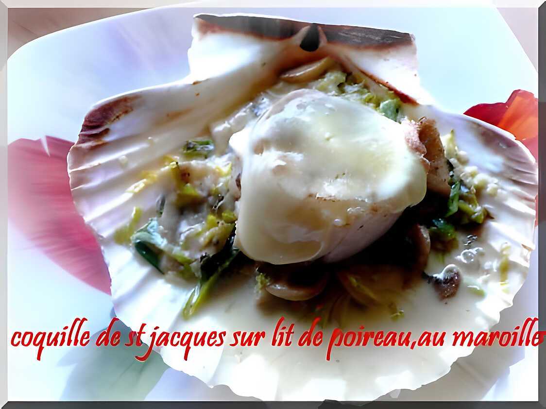 Recette de Coquille Saint-Jacques sur lit de poireau, au maroilles