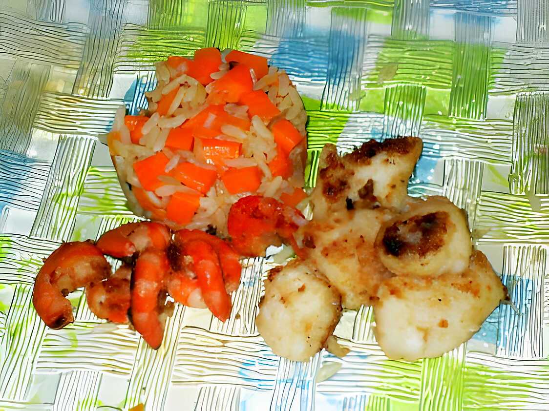 Recette de Sauté de Crevette Pangas Poudrés d'Amande et son Riz Crok ...