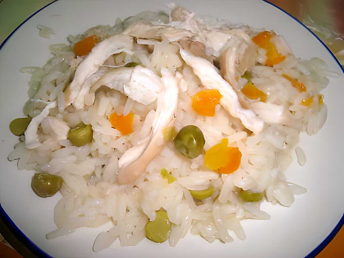 Recette de RIZ AU POULET ET AUX PETITS POIS