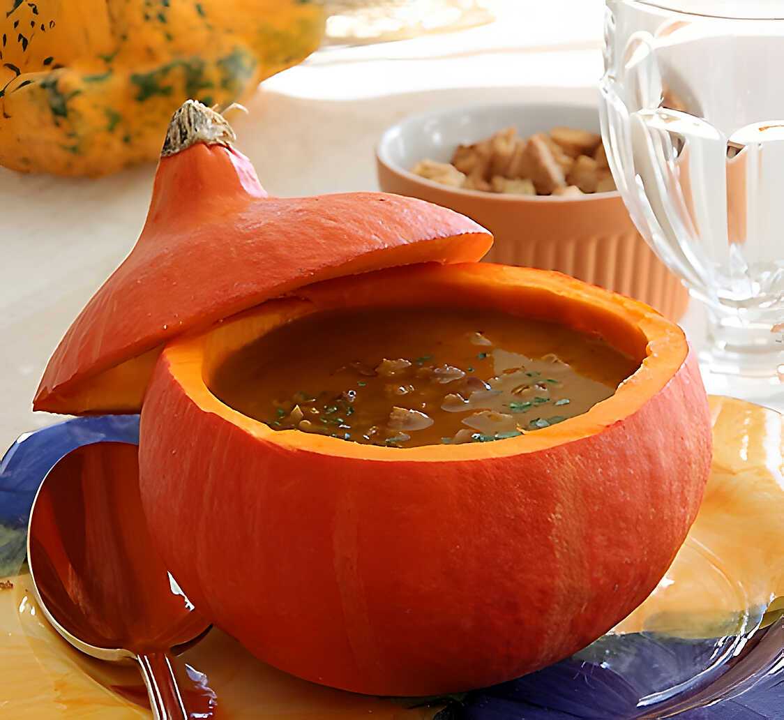 Recette de Velouté de potimarron bolets châtaignes