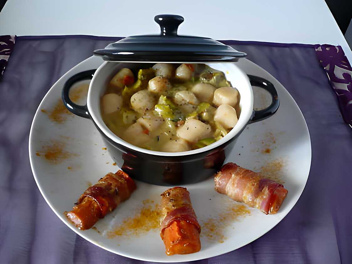 Recette de Cassolette de poireaux/St jacques
