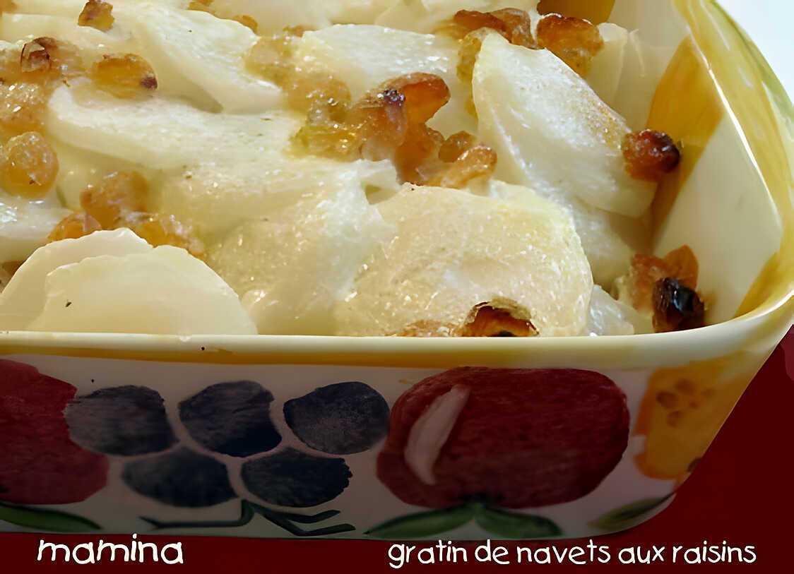 Recette de Gratin de navets aux raisins
