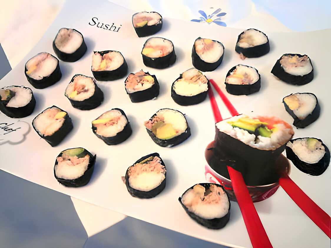 Recette de Sushi avocat thon et crevettes