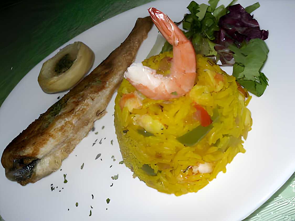 Recette de Riz safrané aux crevettes