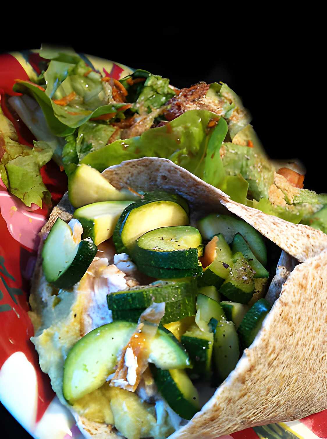 Recette de Burrito Libanais Hummus/Poulet et Courgettes