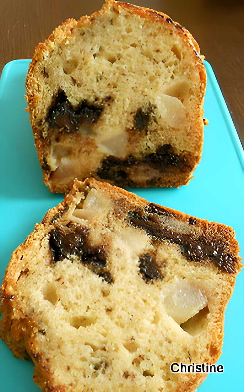 Recette de Cake au fromage blanc, poires-chocolat