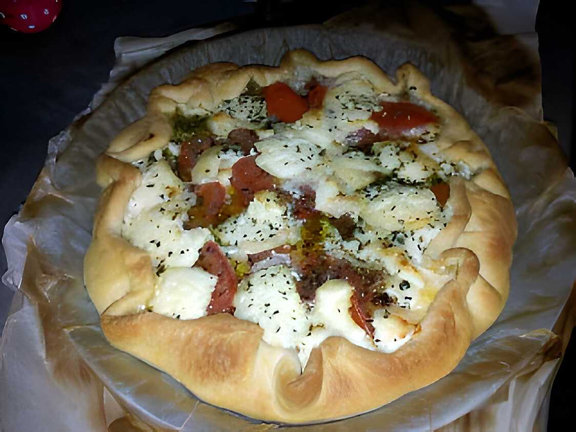Recette de Tarte tomates, chèvre, basilic