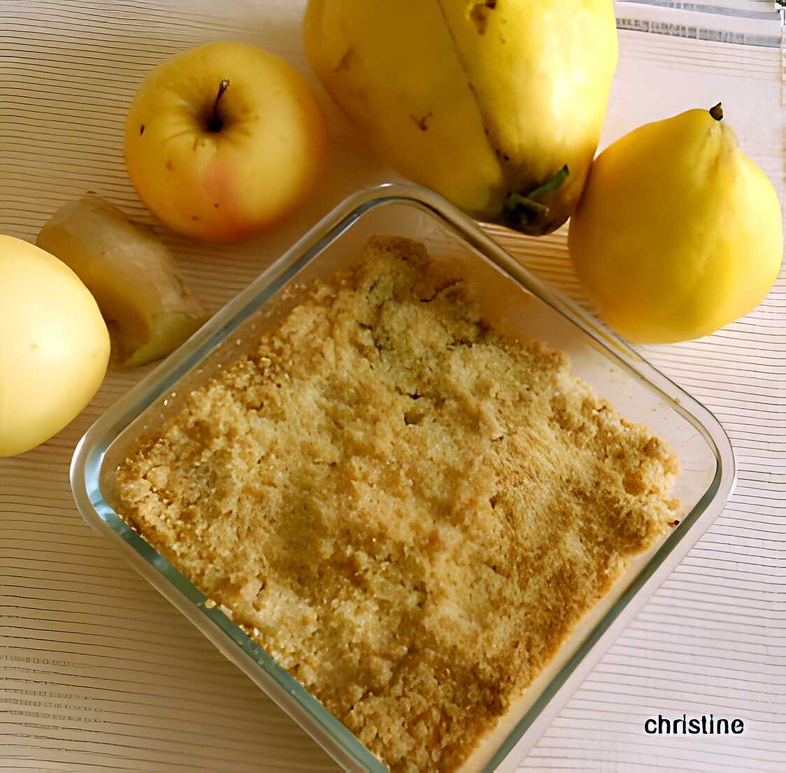 Recette de Crumble coing-pomme-gingembre