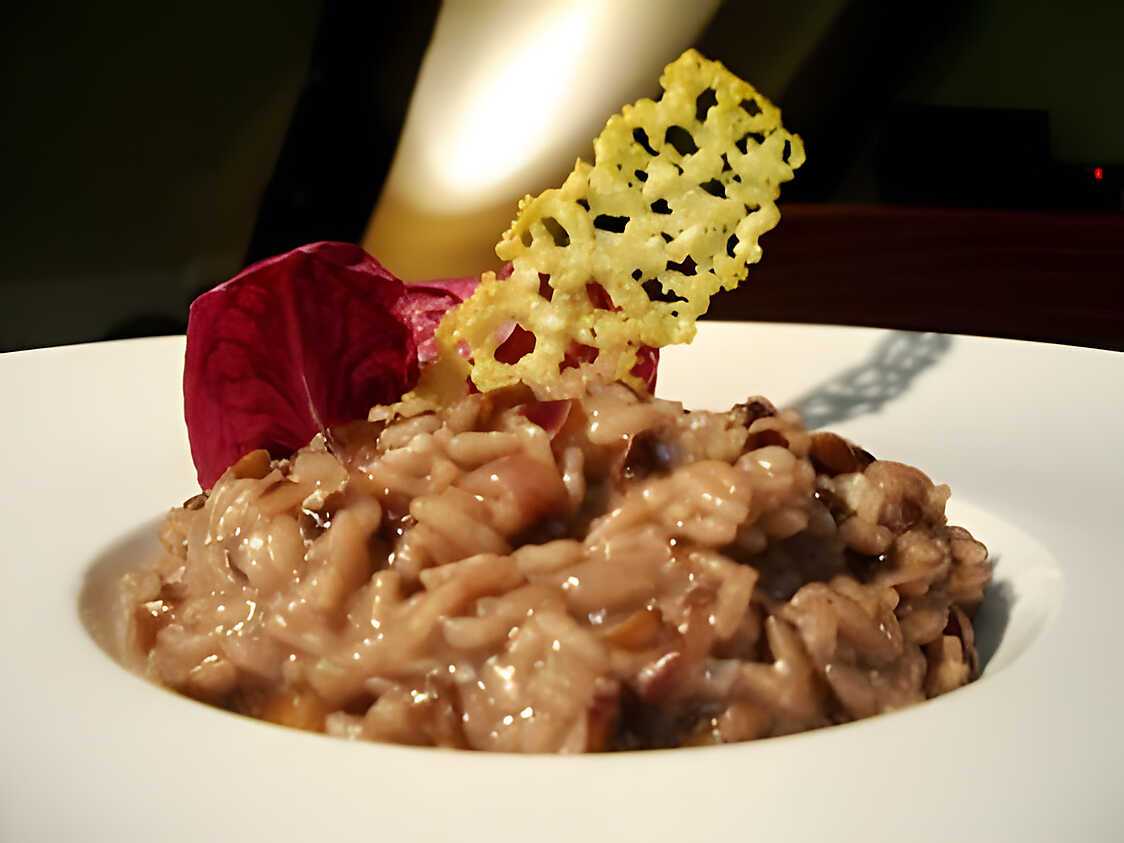 Recette de Risotto au vin rouge et trévise... "Risotto al radicchio rosso"