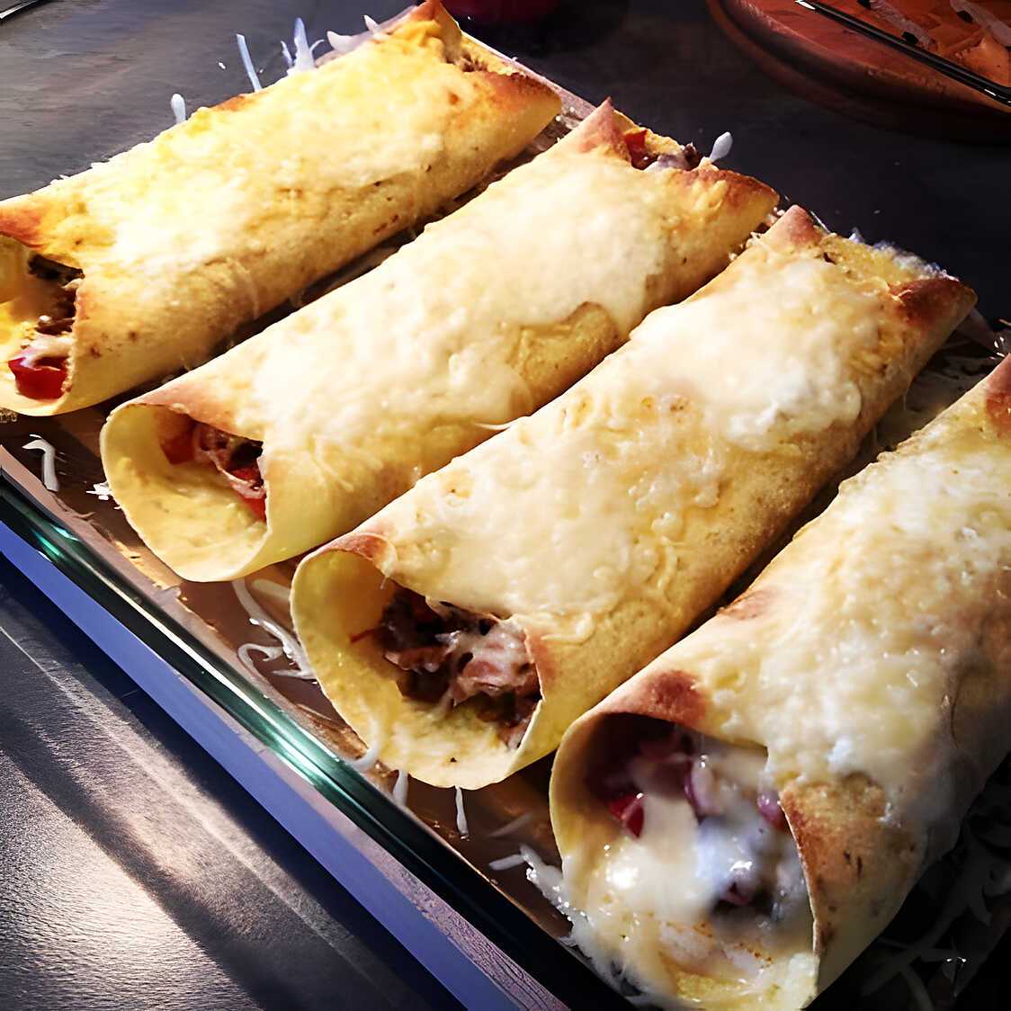Recette de Burritos Gratinés au Boeuf et aux Poivrons