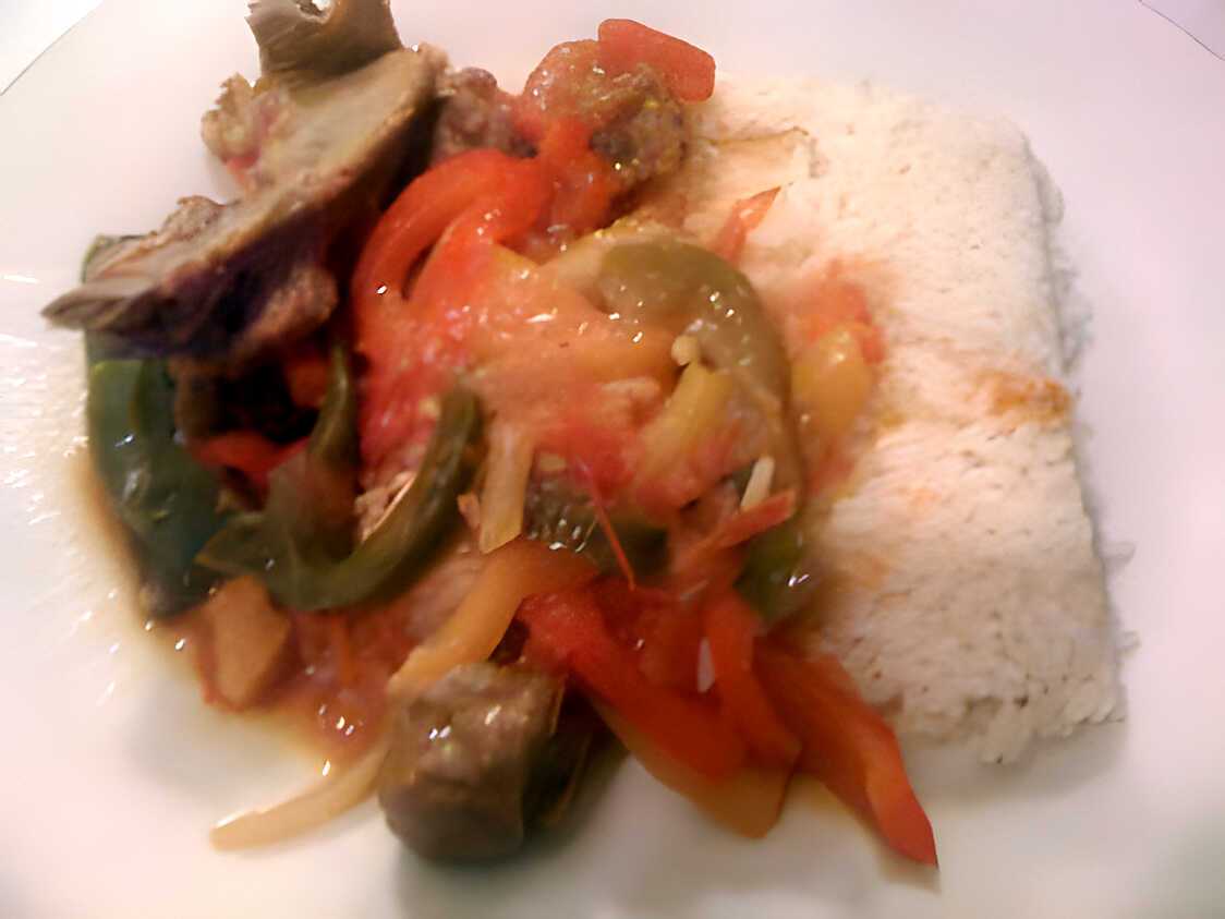 Recette de Riz basmati au poivron au curry et viande d'agneau