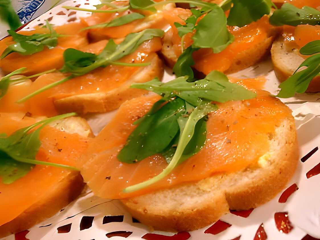 Recette de Toast saumon-roquette
