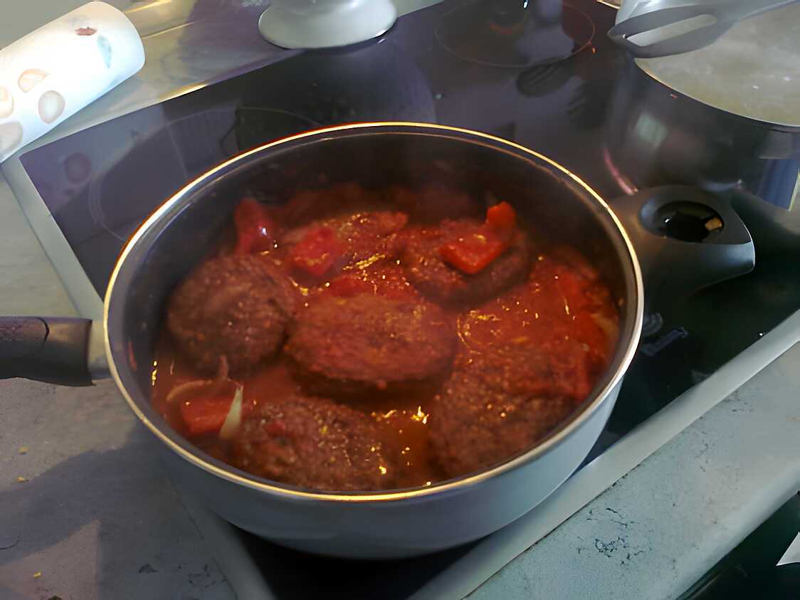 Recette de Fricadelles ,tomates et poivron,inspiré par isa