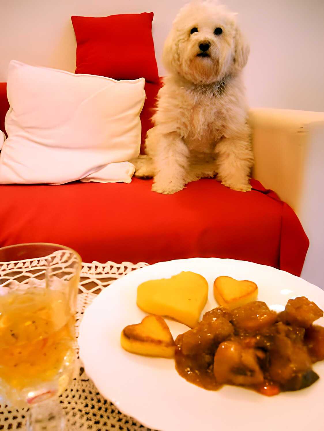 Recette de COEURS DE POLENTA ET SAUTE DE PORC AUX FRUITS SECS